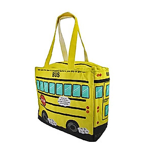 Yellow School Bus Insulated Canvas Tote Bag