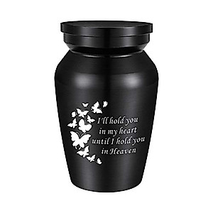 Dletay Small Urn for Human Ashes Small Keepsake Urn Mini Cremation Urns for Ashes Aluminium Memorial Ashes Holder-I'll Hold You in My Heart Until I Hold You in Heaven