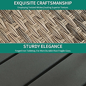 YITAHOME 5 Piece Patio Bar Set, Outdoor High Top Table and Chairs with Wine Glass Holder and Soft Cushions, Outdoor Wicker Furniture for Backyard, Garden Yard, Balcony, Brown Rattan