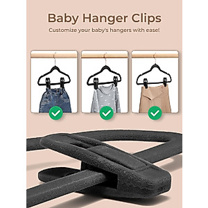 COZYMOOD Velvet Hanger Clips for Pants 24 Pack, Durable Clothes Hanger Clips for Velvet Hangers, Multi-Purpose Velvet Clips for Hangers, Black Velvet Hanger Clips for Baby Clothes