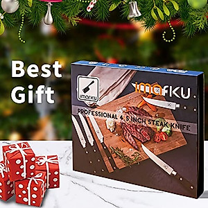 imarku Steak Knives, Steak Knives Set of 6, Premium Japanese Stainless Steel Steak Knife Set, Super Sharp Serrated Steak Knife with Pakkawood Handles and Gift Box