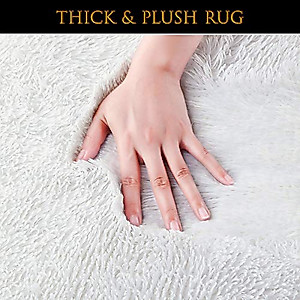 Pacapet Fluffy Area Rugs, Cream Shag Rug for Bedroom, Plush Furry Rugs for Living Room, Fuzzy Carpet for Kid's Room, Nursery, Home Decor, 4 x 6 Feet