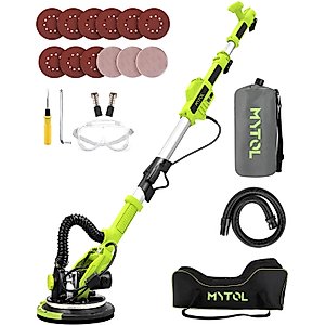 Drywall Sander, MYTOL 7.2A Electric Wall Sander with Vacuum Dust Collection, 6 Adjustable Speeds 900-1800RPM, LED Light, Extendable Handle, Foldable Electric Drywall Sanders 12Pcs Sanding discs-H21K3
