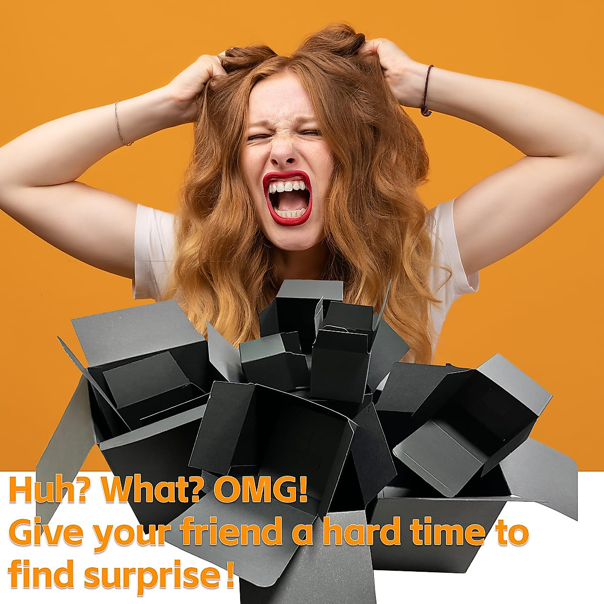 Jsuslife Prank Gift Box, 13PCS Stackable Surprise Box Nesting Gift Boxes Prank Package Set for Birthday Weddings Anniversaries Christmas, Funny Gag Gifts for Kids and Adults(1.2-5.9IN)