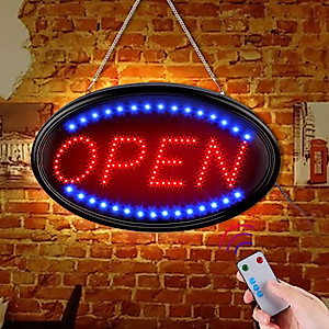 LED Open Sign, FITNATE Large 23x14 inch Business Open Sign with Remote Electric Display Sign,2 Modes Flashing & Steady Lights for Business, Shop, Bar, Hotel
