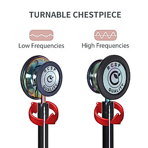 Acoustic Stethoscope For Doctors, Nurses Royal Rainbow Finish Professional Monitoring Stethoscope with Flexible Tube Soft Sealing Ear Knobs Stainless steel Cardiology Black