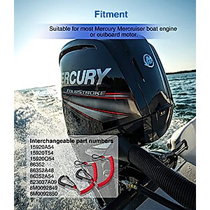 8M0092849 Boat Kill Switch Lanyard - [2 PCS] Boat Engine Emergency Stop Switch, Safety Lanyard Cord Tether for Mercury Mercruiser Outboard Motor Replacement 15920T54, 15920A54, 15920Q54, Red, 36 Inch
