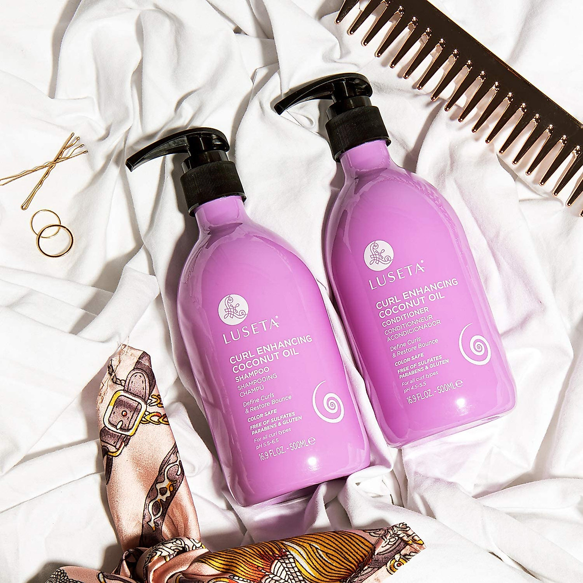 Luseta Curly Hair Shampoo and Conditioner Set and Biotin Hair Oil for Hair Growth