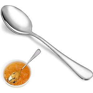Dinner Spoon Set - Stainless Steel Spoons Set Of 12 | Food Grade Spoons - Tea Spoon | Durable Metal Dessert Silverware Spoon For Home, Kitchen Or Restaurant - 6.2 Inches