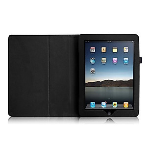 Fintie Folio Case for Original iPad 1st Generation - Slim Fit Vegan Leather Stand Cover with Stylus Holder for iPad 1st Generation 2010, Black