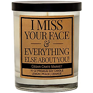 I Miss Your Face - Best Friend, Friendship Candle Gifts for Women, Girlfriend, Funny Birthday Gift, Going Away Gift, Long Distance Relationship, I Love You, Cute Funny Candle Gifts, Thinking of You