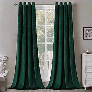 BGment Emerald Green Velvet Curtains 84 Inches for Bedroom, Thermal Insulated Room Darkening Curtains Soft Privacy Grommet Luxury Curtains for Living Room, Emerald Green, 52 x 84 Inch, Set of 2 Panels