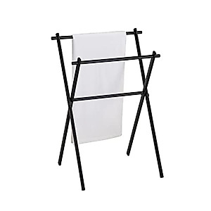 KB Designs - Modern 2 Tier Metal Freestanding Bathroom Towel Rack Stand, Black