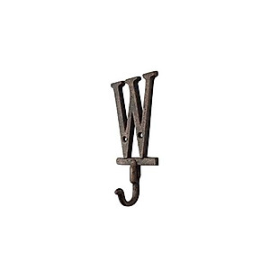 Handcrafted Nautical Decor Rustic Copper Cast Iron Letter W Alphabet Wall Hook 6"
