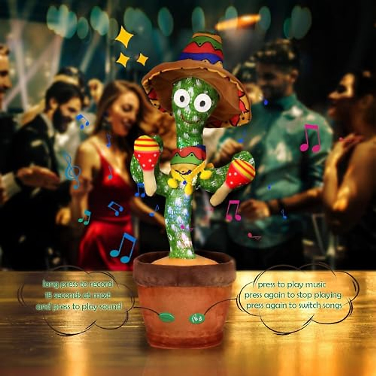 MIAODAM Dancing Cactus Toy Singing, Talking, Repeating Cactus, Funny Electric Dancing Talking Cactus Repeating Toys for Kids, Plush Interactive Toy Figures