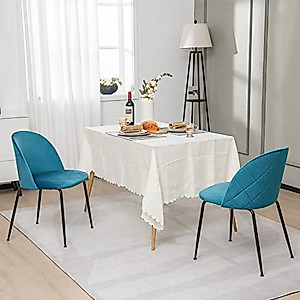 Giantex Modern Velvet Dining Chairs Set of 2 - Comfy Vanity Desk Chair for Living Room, Bedroom, Classic Upholstered Dining Room Chairs for Restaurant, Small Space, Teal Blue
