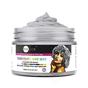 VOLLUCK Temporary Hair Color Wax, Sliver Gray HairWax Color Natural Hair Dye Hair Styling Clays Ash for Halloween，Christmas, Cosplay, Party 4.23 oz (Sliver Gray)…