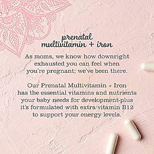 Mommy's Bliss Prenatal Multivitamin with Iron and Folic Acid: Supports Baby Development & Mom Immunity & Energy Levels* with Iron, Zinc, B Vitamins,Probiotics, Vegan, Gluten Free (45 Serving)Pack of 1