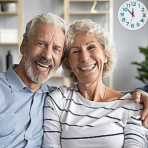 JVXYUIEH 12 Inch Wall Clock, Wall Clocks Battery Operated Modern, Silent Non Tiking Large Wall Clocks for Bedroom, Office Kitchen, Living Room, Classroom Decor (Blue)