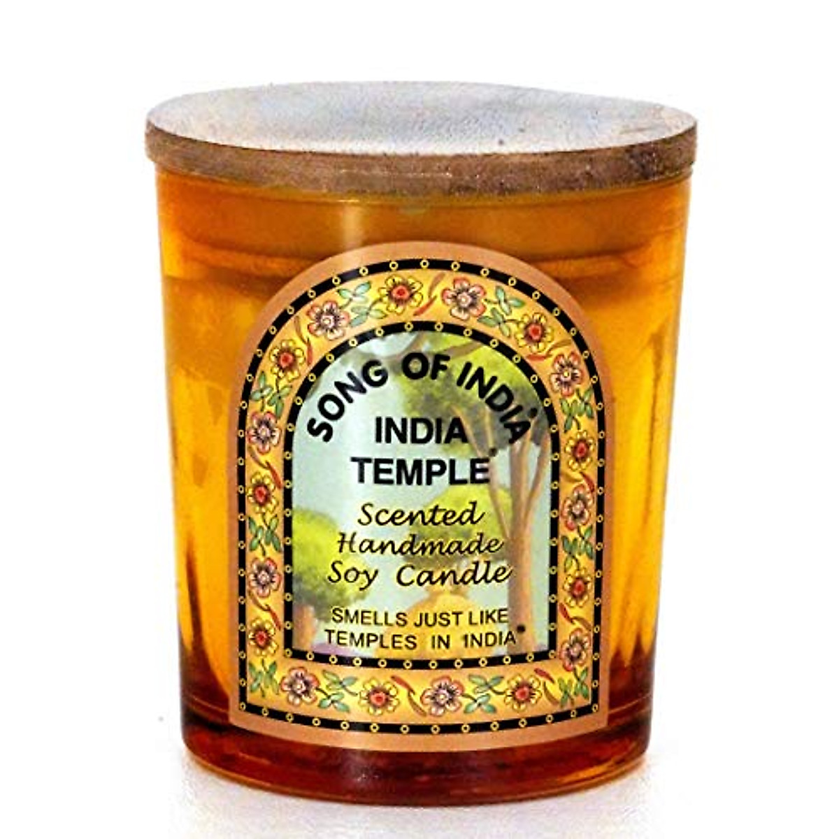Song of India - India Temple Scented Handmade Soy Candle with Mango Wood Lid (200 Grams)