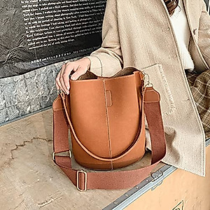Bucket Bag for Women, Leather Bucket Designer Handbag Purses, Lady Totes Hobo Bags, with Shoulder Strap, for Work Daily
