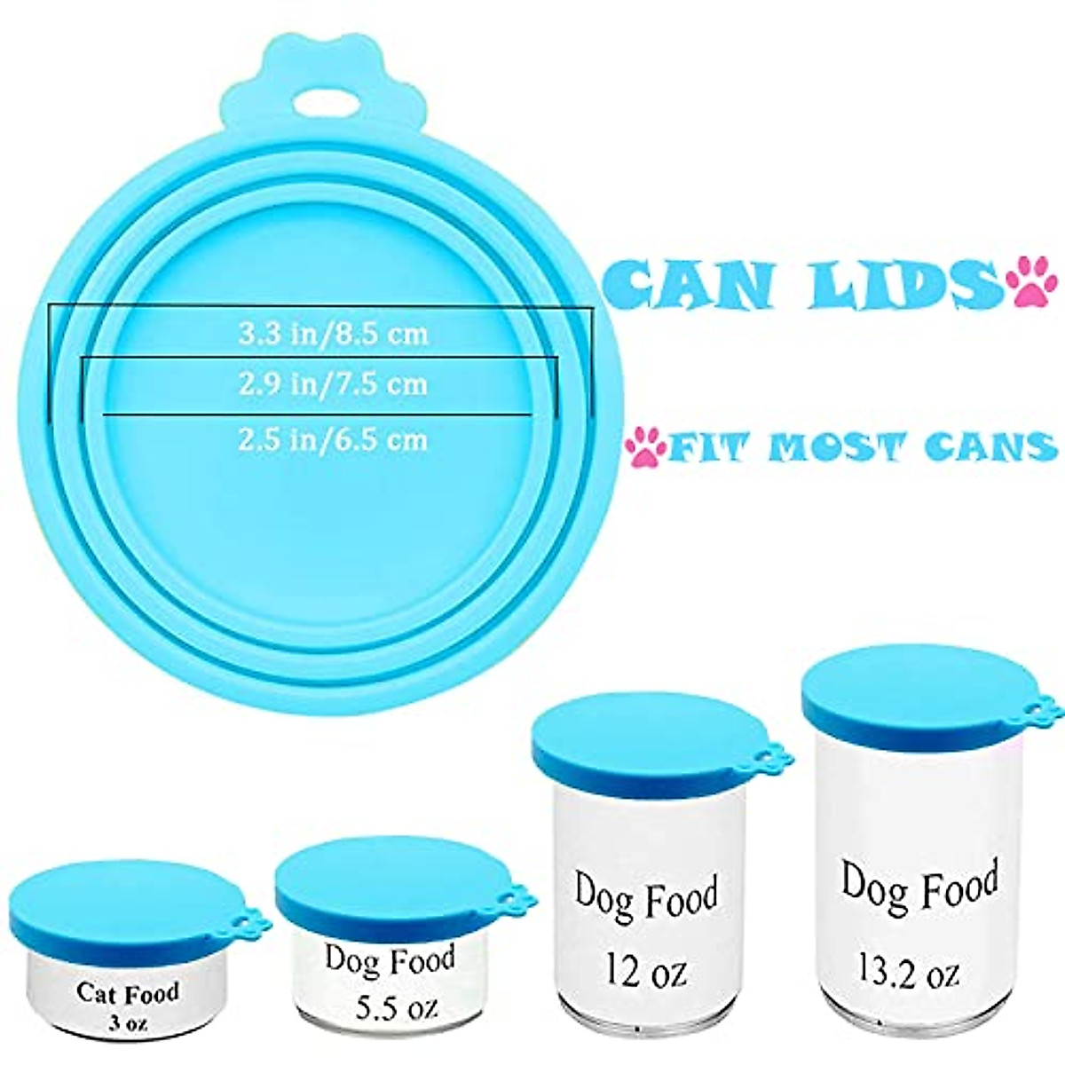 DORUI Pet Food Can Covers, Universal BPA Free Silicone Dog Cat Can Lids, Fit Most Standard Size Dog and Cat Cans(6 pack colors)