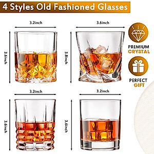 Mimorou 12 Pieces Whiskey Glasses 10 oz Old Fashioned Glasses Bourbon Rocks Cocktail Bar Whiskey Glasses for Men