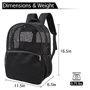 Dotpraise Heavy Duty Mesh Backpack, Lightweight See Through College Student Backpack with Comfort Padded Straps for Commuting, Swimming, Work, Travel, Outdoor Sport