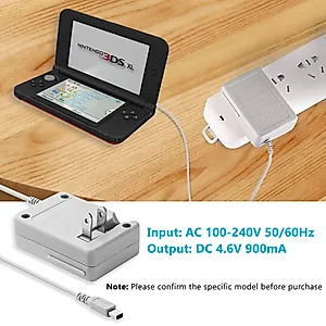 BXIZXD 3DS Charger Compatible with Nintendo 3DS/ 3DS XL/ New 3DS/ 2DS/ DSi Wall Travel Charger Power Cord Charging Cable