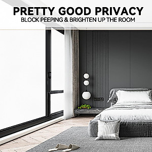 Bectosy Window Privacy Film Frosted Glass Window Film Heat UV Blocking Static Cling Non-Adhesive Window Frosting Film for Bathroom Home Office(White Frosted, 17.5" x 78.7")