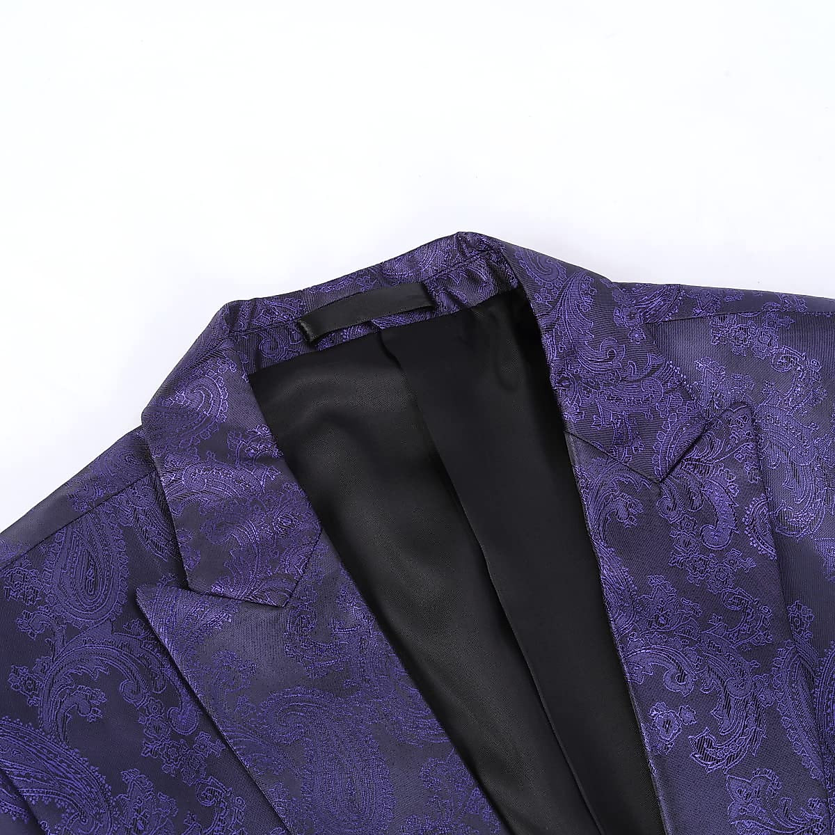 Cloudstyle Mens Slim Fit Paisley Suit Party Suit Jacket One Button Jacquard Sport Coat Purple