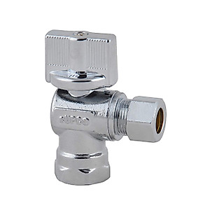 LD Valve- 1/4 Turn Angle Stop Valve 3/8-in FIP Iron Pipe x 3/8-in OD Compression,Quarter Turn LF Chrome Plated Brass Water Shut Off Angle Valve for Faucet or Toilet Installation(2-Pack)