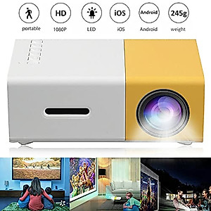 720P HD Mini Projector, 6500 Lumens Movie Projector,Wying 1080P Full HD Supported Portable Projector, 120'' Home Theater Projector, Compatible with iOS/Android/TV Stick/HDMI/USB/AV Ports