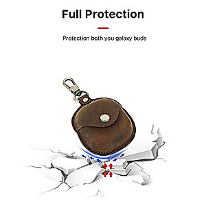 Genuine Leather Case for Galaxy Buds Live,Hiram Crazy Horse Leather Portable Travel Case for Galaxy Buds Live,Headphone Cases for Galaxy Buds Live Charging Case(coffee)