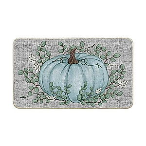 Artoid Mode Pumpkin Eucalyptus Fall Doormat, Autumn Home Decor Low-Profile Switch Rug Door Mat Floor Mat for Indoor Outdoor 17x29 Inch