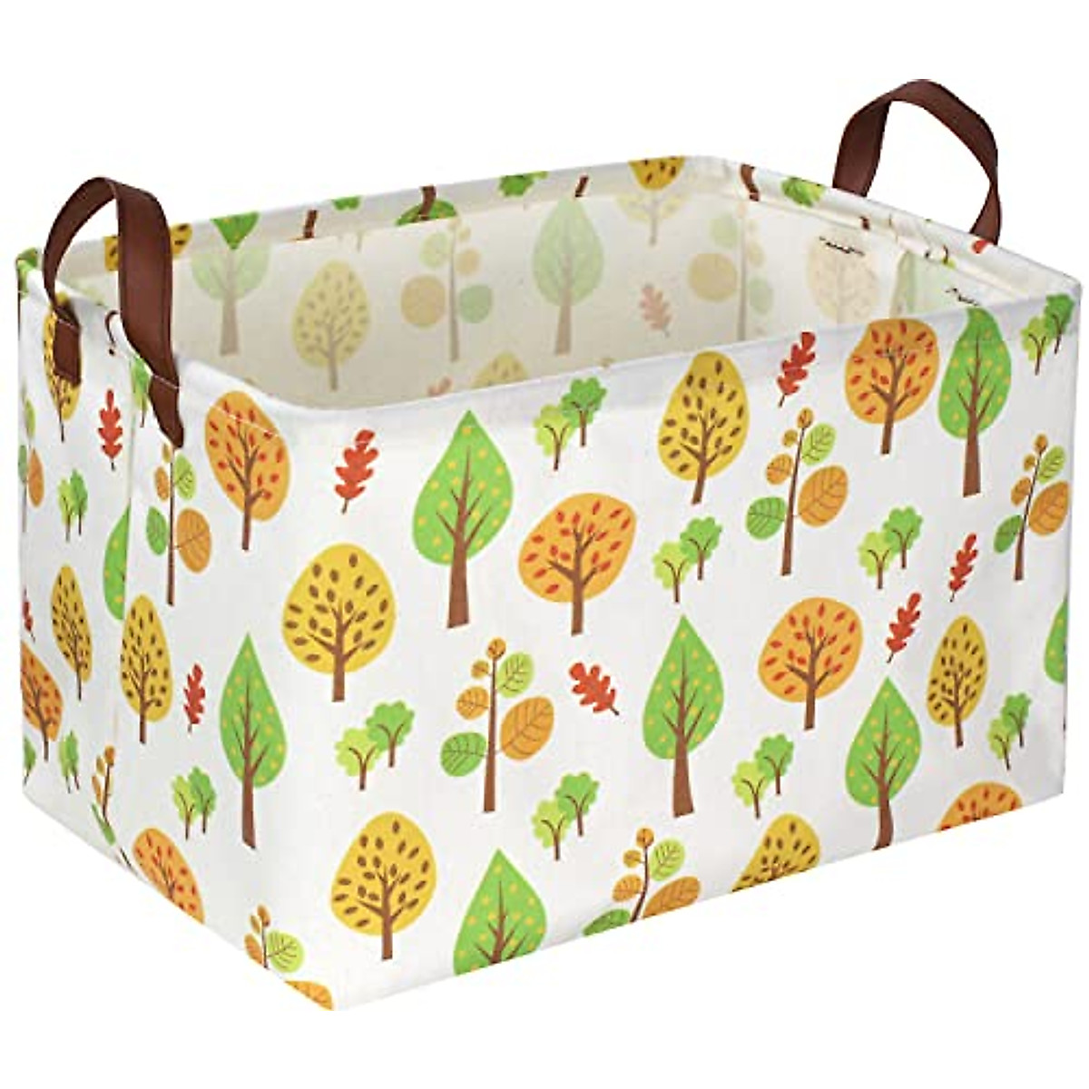 Essme Rectangular Kids Storage Baskets,Toy Baskets,Nursery Storage Bins Organizer with Handles for Forest Decor,Woodlang Basket,Green Box,Gift Basket.(Tree)