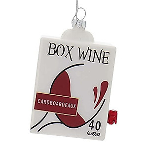 Cody Foster & Co Cardboardeaux Boxed Wine Glass Christmas Ornament, 3 1/2 inches