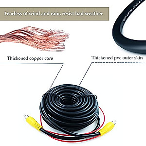 Collyon Upgraded Version Thickened 50FTRCA Video Cable, RCA Male to Male Plug Car Reverse Reversing Rear View Parking Backup Camera Video Audio Extension Cable with Detection Trigger Wire