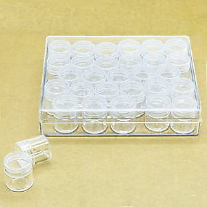 Famgee 30 Bottles Small Clear Plastic Bead Storage Containers with Lid Jewelry Diamond Embroidery Storage Box Organizer Holder Nail Arts Display Sewing Cosmetic Nail Glitter Powder