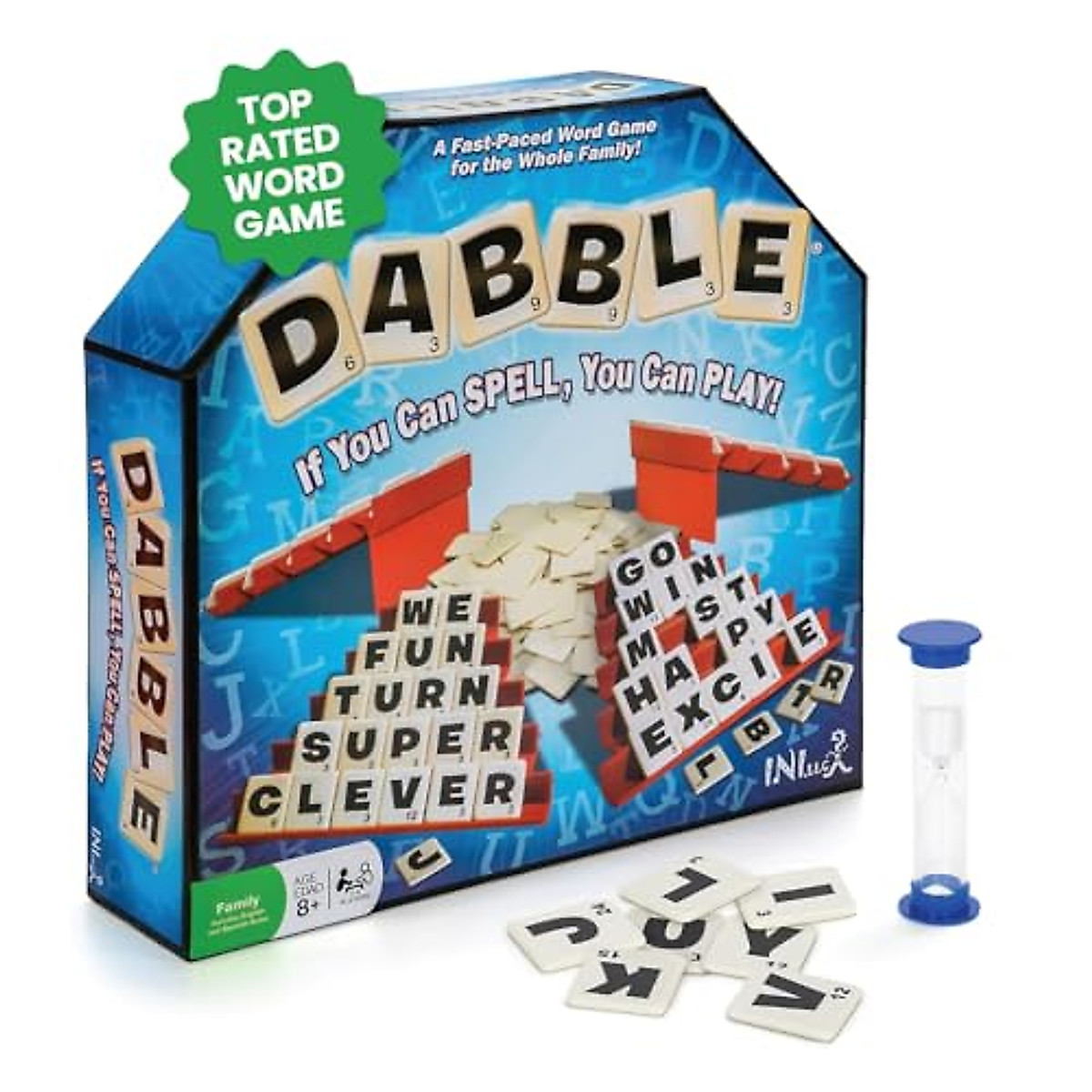 Dabble Word Game - Enhances Memory, Spelling, and Vocabulary for All Ages - Award-Winning, Engaging, Educational Entertainment for Kids, Families, and Seniors, 2-4 Players, Ages 8+