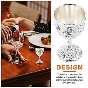 ULTNICE Chalice Goblet Cups Vintage Sliver Chalice of King Arthur Medieval Gothic Goblet Sculpture Metal Liqueur Goblet For Home Bar Wedding (2.76x1.38x1.54inch/7x3.5x4cm)