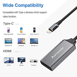 USB C to HDMI Adapter (4K@30Hz，1080P@60Hz),USB Type-C to HDMI Adapter [Thunderbolt 3 Compatible] Compatible with MacBook Pro,Samsung Galaxy S9/S8, Surface Book 2, Dell XPS 13/15, Pixelbook More