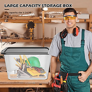 SIMPLYKLEEN 14.5-gal. Reusable Stacking Plastic Storage Containers with Lids, Aquamarine/Clear (Pack of 4)