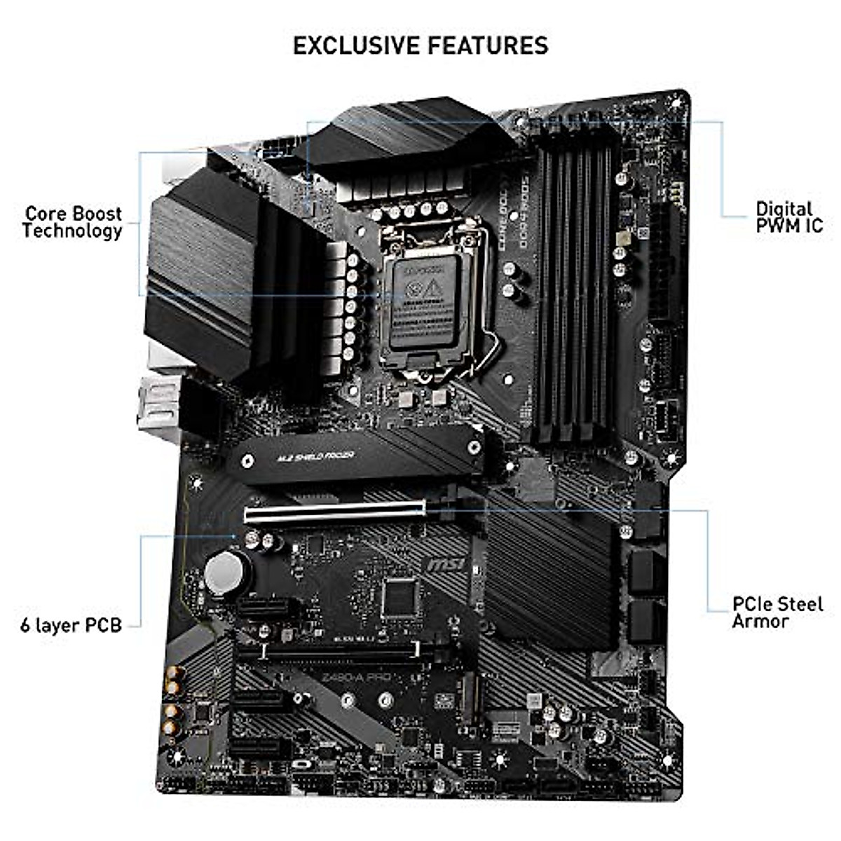 MSI Z490-A PRO ProSeries ATX Motherboard (10th Gen Intel Core, LGA 1200 Socket, DDR4, Dual M.2 Slots, USB 3.2 Gen 2, 2.5G LAN, DP/HDMI) (Renewed)
