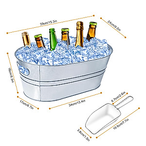 4 Gallon Ice Buckets for Parties, IKAYAS Galvanized Metal Ice Bucket Ice Tub with Scoop for Cocktail Bar Mimosa Bar Supplies, Large Champagne Bucket Beer bucket Metal Tub (2 Pack)