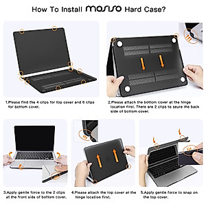 MOSISO Compatible with MacBook Air 13 inch Case 2025 2024 2023 2022 M3 A3113 M2 A2681, Plastic Leopard Grain Hard Shell Case&Carrying Sleeve Bag&Keyboard Cover&Webcam Cover&Screen Protector, Black