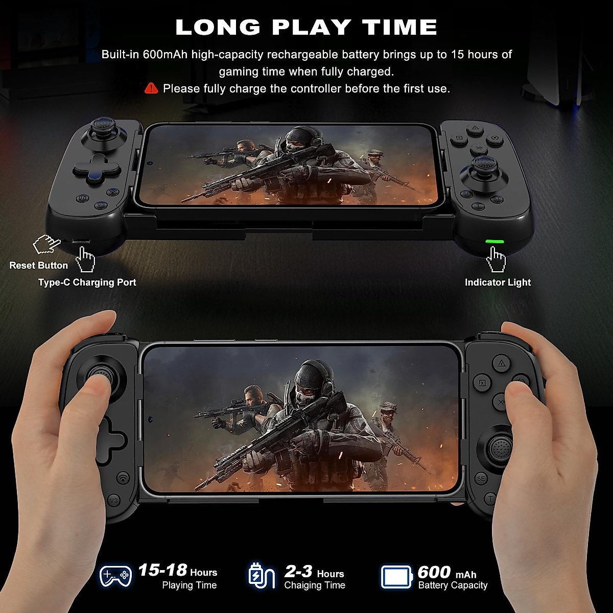 arVin Mobile Gaming Controller for iPhone 16/15/14/iPad/Android Phone/Tablet/Switch, PS Remote Player Gamepad for PS5/PS4/Xbox/PC, Wireless Joystick Play Cloud Gaming, Arcade Mfi Games, CODM, Roblox