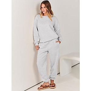 ANRABESS Women's Two Piece Outfits Lounge Set Long Sleeve Crewneck Sweatshirt Jogger Pants Tracksuit Sweatsuit 2024 Fall Sets Small