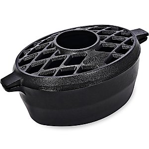 G Good Gain Wood Stove Steamer,Fireplace Humidifier,Cast Iron Humidifier for Stove, Matte Black Finish, Rust Resistant, Lattice Top, 2.5 Quart Capacity,Wood Burning Stove Indoor Decorative