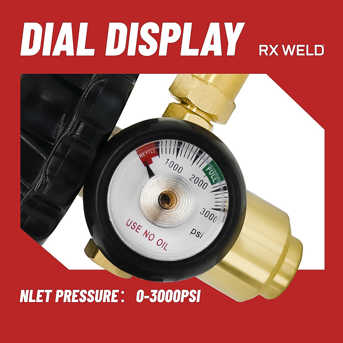 RX WELD Helium Latex Balloon Filler Air Flow Inflator Regulator 0-3000 PSI with Gauge for CGA580 Tank Valve